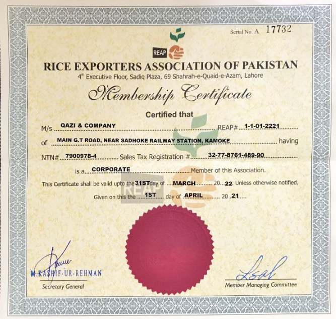 Certifications – Qazi Rice Mills (PVT) Ltd.